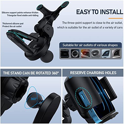 DearHot 15W Qi Wireless Car Charger Mount Holder Compatible for Samsung Galaxy Z Fold4 Fold3 Z Fold2 Fold S23 Ultra Google Pixel 7 Pro iPhone 14 Pro Max 4.3in-6.9in Phone Auto Clamp Fast Car Charger