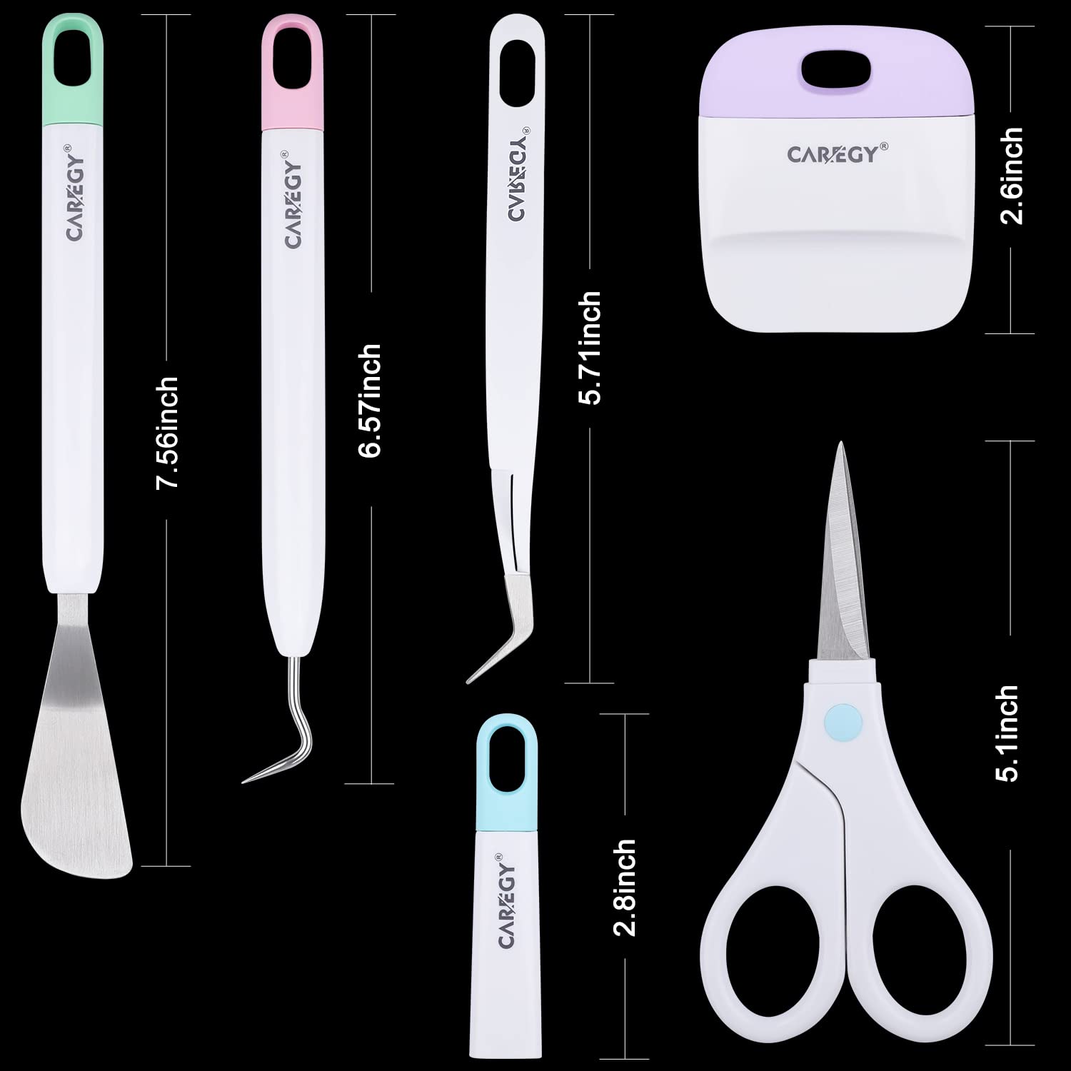 CAREGY Craft Vinyl Weeding Tools Set, Precision Craft Vinyl Tools Kit, Weeding Kits for Cricut/Silhouette/Siser/Oracal 631 651 751 Vinyl