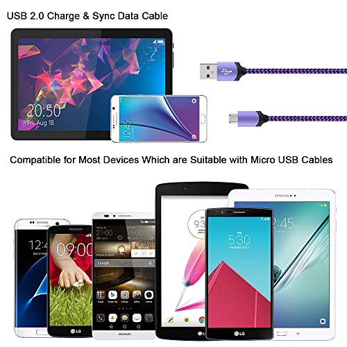 USB Charging Block, Charger Plug+6ft Micro USB Cable Android Fast Charger Compatible with Samsung Galaxy S7 S6 Edge J8 J6 J5 J4 J3 J2 J7 V/Sky Pro/Crown/Star/Refine, LG Stylus 3/Stylo 3 2, Kindle fire