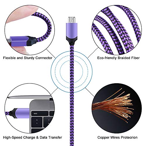 USB Charging Block, Charger Plug+6ft Micro USB Cable Android Fast Charger Compatible with Samsung Galaxy S7 S6 Edge J8 J6 J5 J4 J3 J2 J7 V/Sky Pro/Crown/Star/Refine, LG Stylus 3/Stylo 3 2, Kindle fire