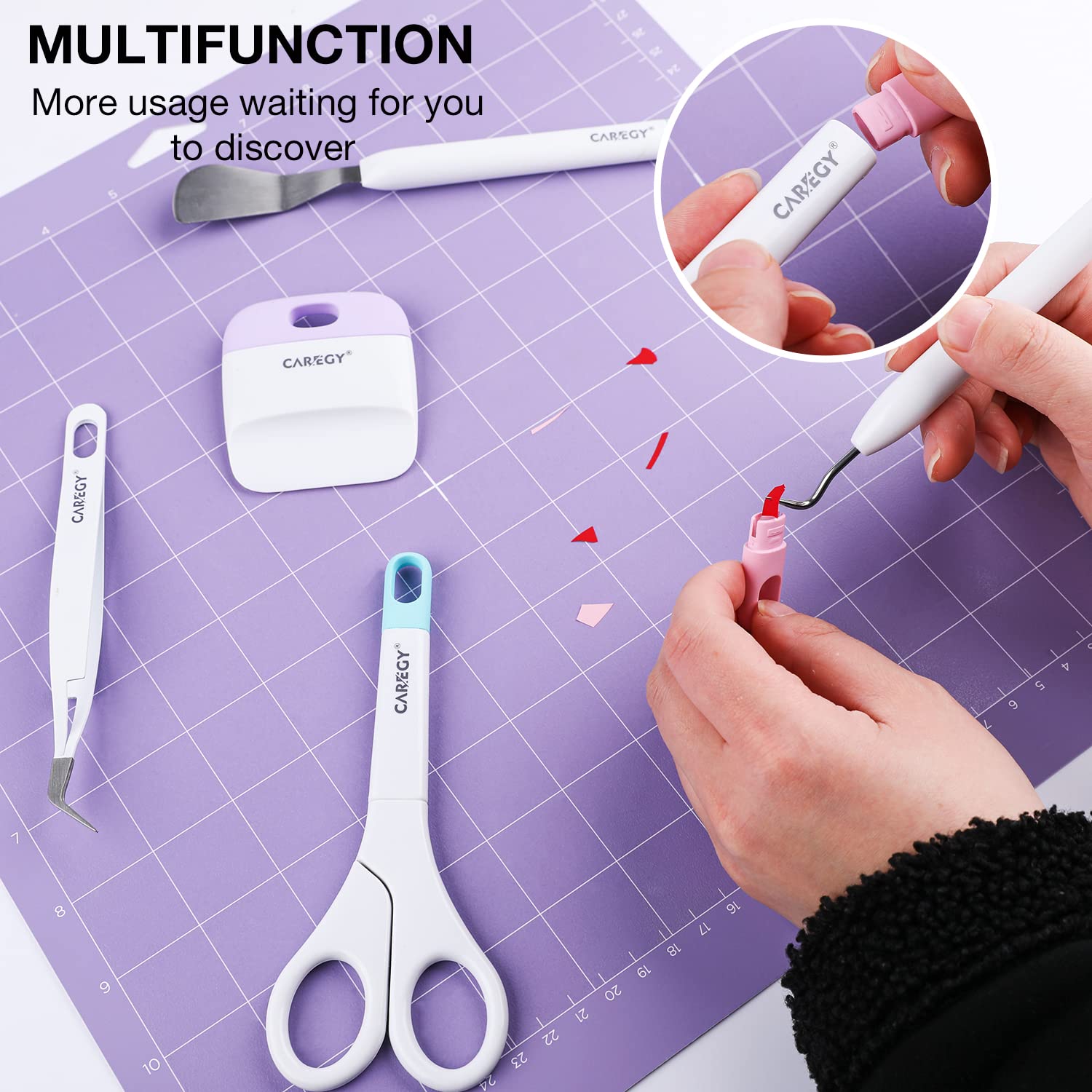 CAREGY Craft Vinyl Weeding Tools Set, Precision Craft Vinyl Tools Kit, Weeding Kits for Cricut/Silhouette/Siser/Oracal 631 651 751 Vinyl