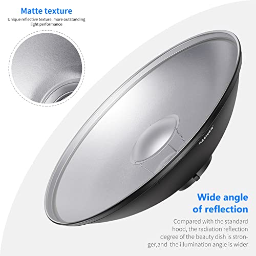 NEEWER 16"/41cm Aluminum Standard Reflector Beauty Dish with White Diffuser Sock for Bowens Mount Studio Strobe Flash Light, NEEWER Vision 4 ML300 S101-300W S101-400W etc
