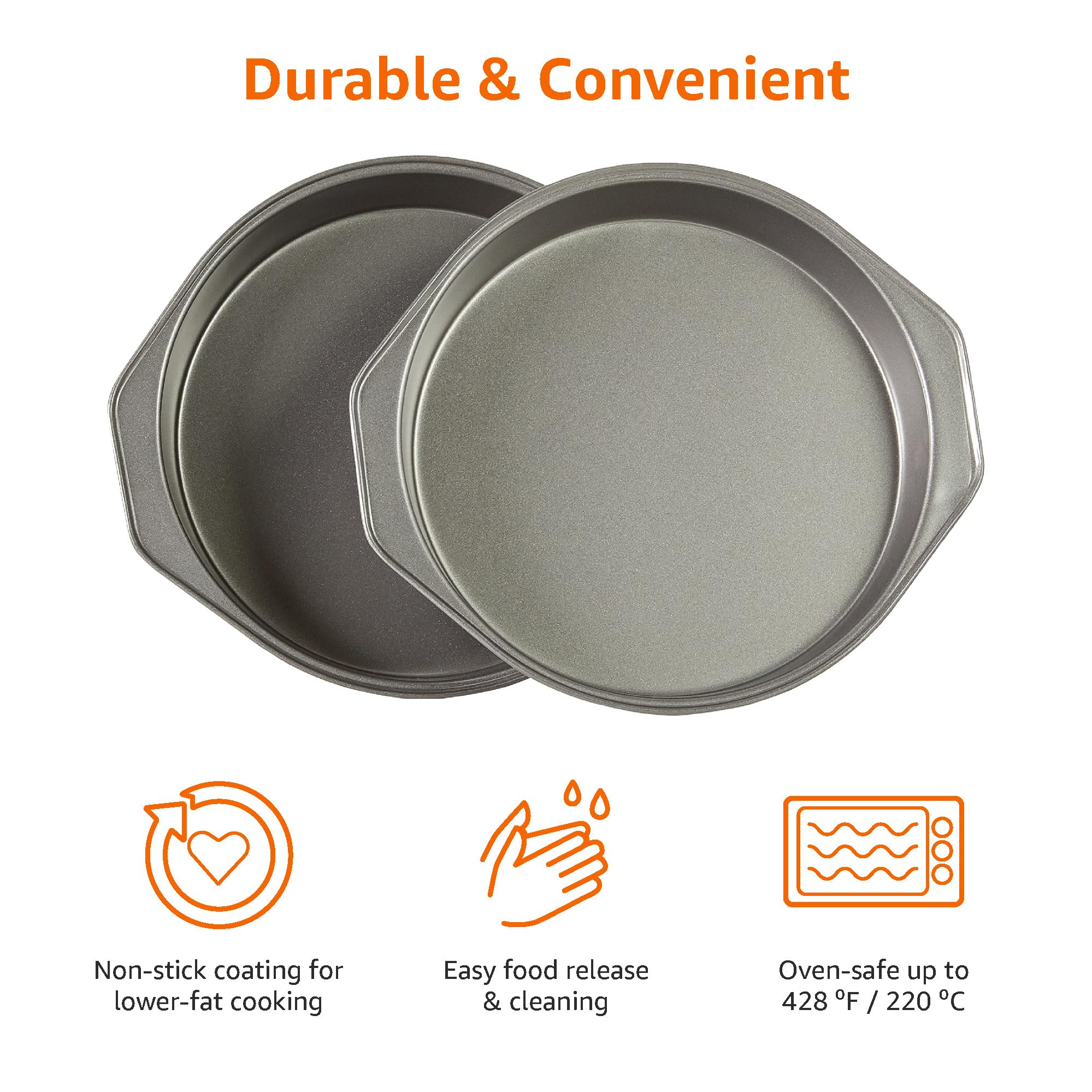 Amazon Basics Nonstick Round Baking Cake Pan, 9 Inch, Set of 2