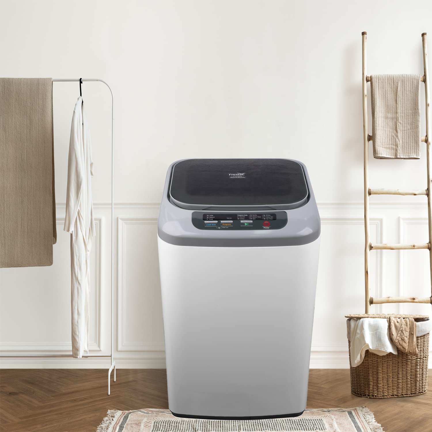 Frestec Portable Washing Machine, 0.84 Cu.Ft. Full-Automatic Small Washer, 2 in 1 Compact Laundry Washer, 8 Wash Cycles 3 Water Level Selections, Perfect for Apartment, Home, Dorm