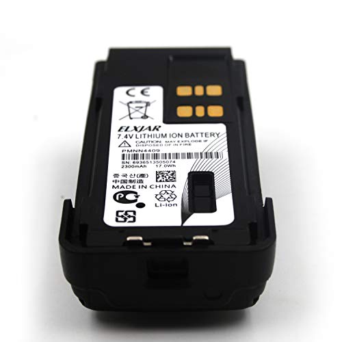 elxjar (2-Pack) 7.4V 2600mAh PMNN4409AR Replacement Two-Way Radio Battery for Motorola XPR7350 XPR7580 XPR7550 XPR3300 APX4000 APX1000 XPR3300 XPR3500 XPR7550 XPR7580 XPR7350 DP4400 PMNN4448