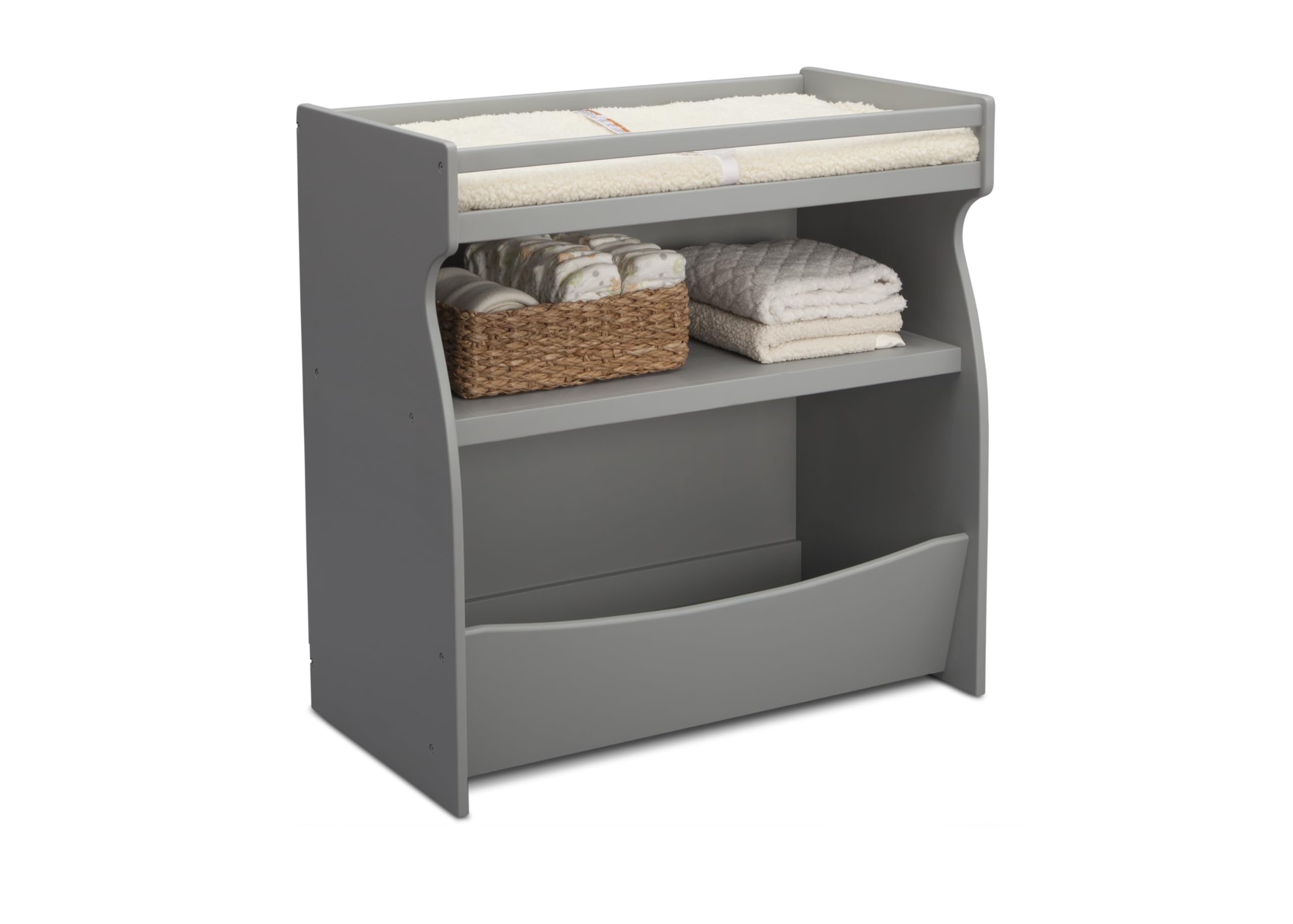 Delta Children 2-in-1 Changing Table and Storage Unit with Changing Pad, Grey