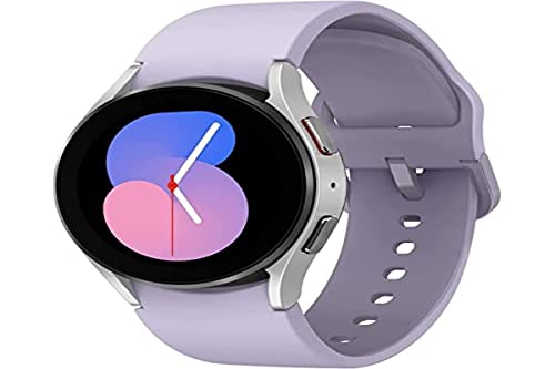 Samsung Galaxy Watch 5 [2022] Latin Specs Bluetooth Aluminum Case BioActive Sensor Sleep Tracking Heart (40mm, Silver / Violet + 15W Wall Charger)