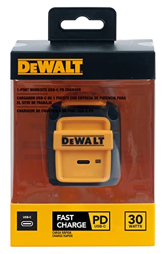 DEWALT 30W PD USB Wall Charger — Worksite USB-C Charger — Android and Apple Compatible Fast Charger — Foldable Plug — Type C Charger Compatible with iPhone 14 13 12 Pro Max iPad Pro