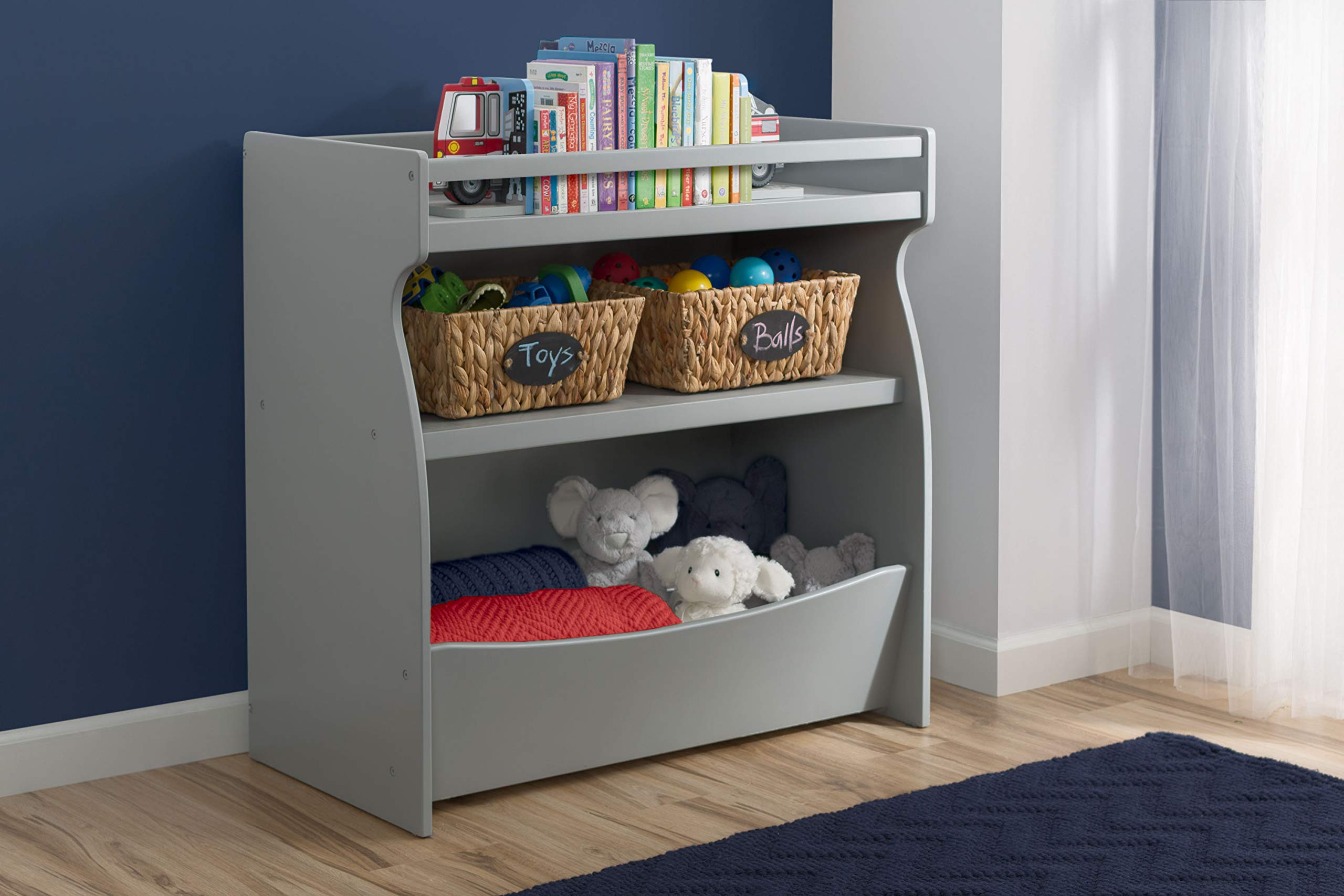Delta Children 2-in-1 Changing Table and Storage Unit with Changing Pad, Grey