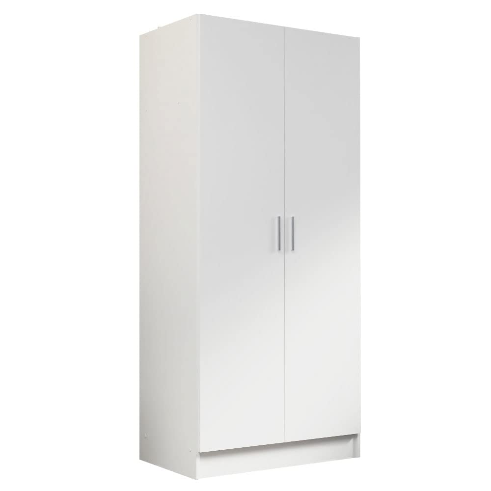 Madesa Wardrobe Armoire Closet Hanging Storage Cabinet 2 Doors with Shelf 31" L Organization Unit for Bedroom and Office - White