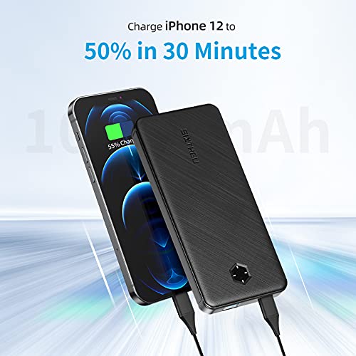 SIXTHGU Portable Charger, S2101 Power Bank 10000mAh USB C Battery Pack with 3A Fast Charging and Dual Output for iPhone, Samsung Galaxy and More(Black)