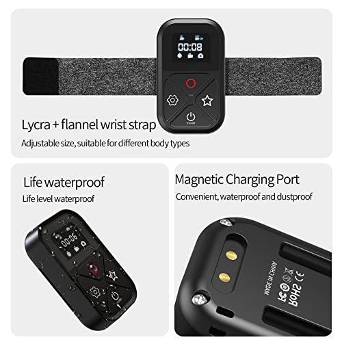 Remote Control for GoPro, TELESIN Magnetic Wireless Remote Controller with LCD Display Wrist Strap for Go Pro Max GoPro Mini Hero 11 10 9 8 Riding Bike Motorcycle Cycling Selfie Hiking Accessories