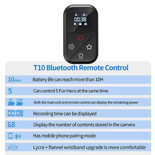 Remote Control for GoPro, TELESIN Magnetic Wireless Remote Controller with LCD Display Wrist Strap for Go Pro Max GoPro Mini Hero 11 10 9 8 Riding Bike Motorcycle Cycling Selfie Hiking Accessories