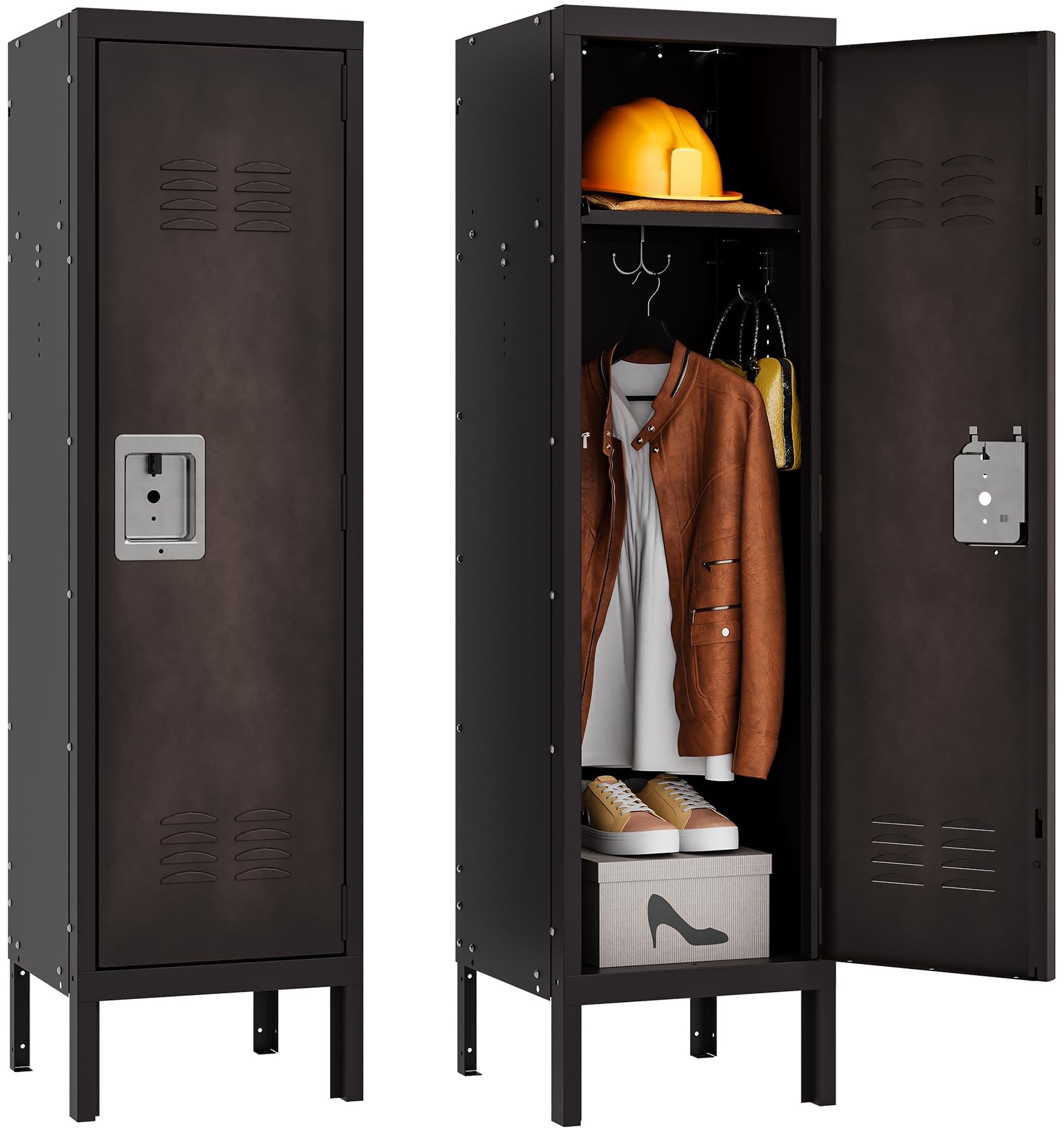 SISESOL Metal Locker Storage Cabinet Lockers for Employees Metal Locker Shelf Home Office Storage Cabinets Coat Lockers Narrow Cabinet 55" Standing Cabinet Organizer Steel File Cabinet