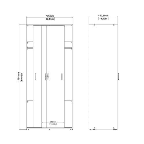 Tvilum 2 Sliding Doors, White Wardrobe
