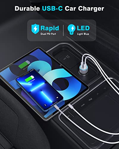 iPhone Car Charger, Dual USB C Fast Car Charger[Apple MFi Certified]40W Type C Apple Car Charger + 2pack 3.3ft Lightning Cable + 20W PD iPhone Charger Fast Charging for iPhone 14/13/12/11 Pro Max/iPad