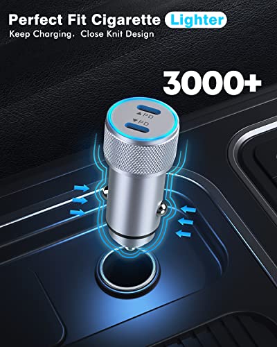 iPhone Car Charger, Dual USB C Fast Car Charger[Apple MFi Certified]40W Type C Apple Car Charger + 2pack 3.3ft Lightning Cable + 20W PD iPhone Charger Fast Charging for iPhone 14/13/12/11 Pro Max/iPad