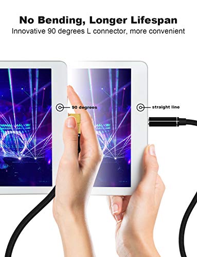 Aux Cable for Car， VANAUX 90 Degree Right Angle Auxiliary Cable Stereo Aux Jack to Jack Cord Compatible for Mp3 Player, Car Stereos, Smartphone, Speakers, Headphone and More(5ft/1.5m)
