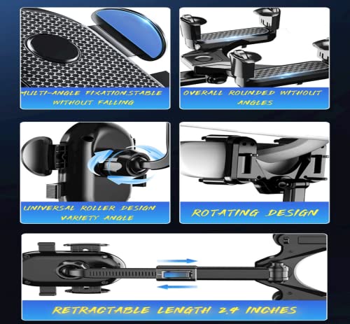 CJCTX Rear View Mirror Phone Holder for Car / 360° Rotatable and Retractable Car Phone Holder / 2022 Phone Mount for Car Like iPhone Samsung Smartphones