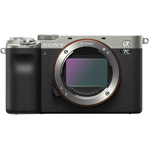Sony a7C Mirrorless Camera FE 28-60mm f/4-5.6 Lens (Silver) Bundle with Accessories (64Gb High Speed Memory Card, 50" Tripod, Gadget Bag, Cleaning kit)