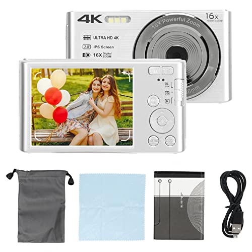 Digital Camera, Mini Digital Camera 2.8 Inch Screen 16X Digital Zoom for Beginners (Silver)