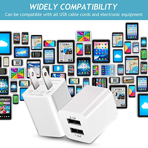 12 Pieces USB Wall Plugs USB Charger Blocks Charging Blocks for Wall Outlet 2.1a Dual Port USB Wall Plug Fast Charging for Most Smartphones and Tablets (White)