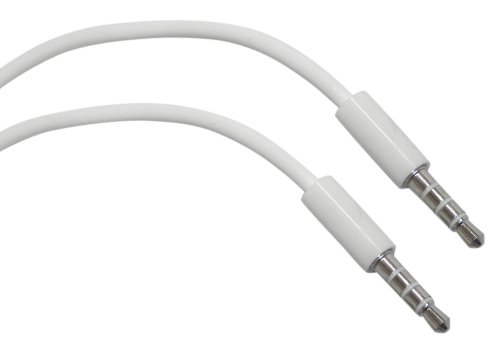 YCS Basics White 3 Foot 3.5mm Male to Male 4 Conductor Aux/Headphone Cable