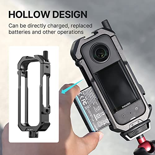Protective Cage for insta360 X3 Accessories - ULANZI C-X3 insta360 X3 Vlog Case I Aluminum Alloy I 2 Cold Shoe I Silicone Lens Cover I Carrying Bag I No Block Mic Mount & Battery Replacement