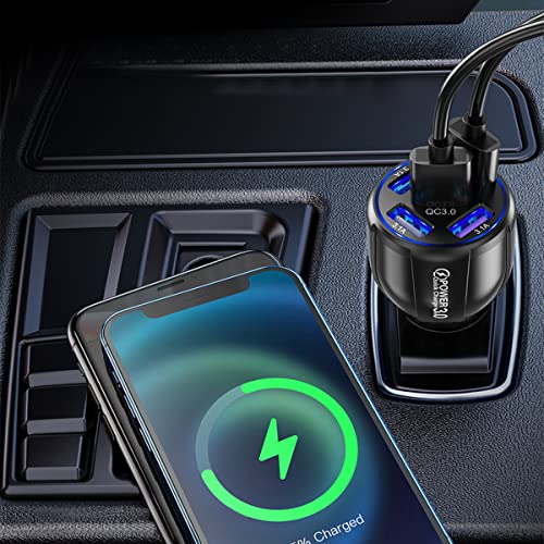 2 Pack USB Charger for Car, QC 3.0 Fast Car Charger Adapter with 5 Ports, Cigarette Lighter Car Adapter, Compatible with iPhone 13/Pro/Pro Max, 12, 11, Camera, Car Accessories (Blue/2PCS)