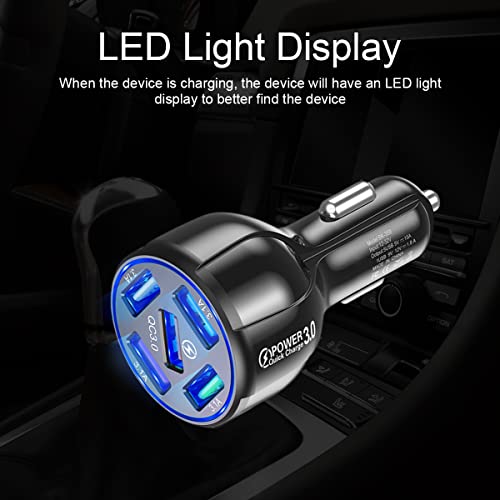 2 Pack USB Charger for Car, QC 3.0 Fast Car Charger Adapter with 5 Ports, Cigarette Lighter Car Adapter, Compatible with iPhone 13/Pro/Pro Max, 12, 11, Camera, Car Accessories (Blue/2PCS)