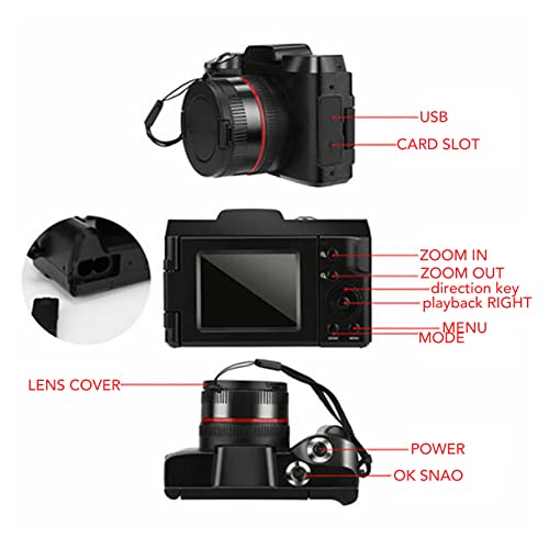 Digital Camera Vlogging Camera Video Camera, 1080P 16MP 16X Zoom Rechargeable Compact Camera with Loop Recording, 2.4 Inches LCD Screen, for Beginners Learners Kids