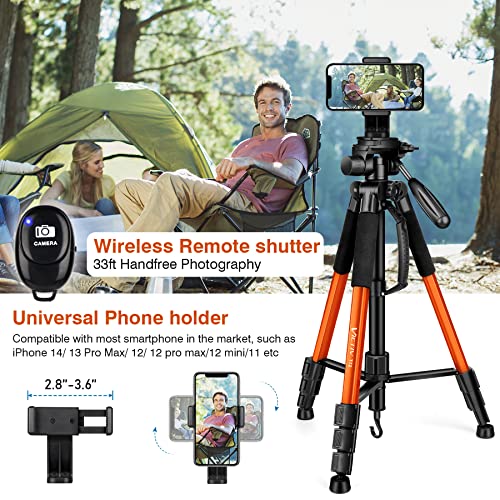 Victiv 72 inch Camera Tripod, Tall Tripod for Camera Cell Phone, Heavy Duty Camera Tripod Stand, Professional Aluminum Monopod, Compatible with DSLR Cameras, Binocular, Spotting Scopes - Orange