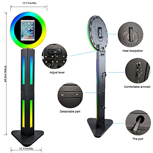 HITUGU Portable Photo Booth for iPad Pro 11'' 3rd/2nd/1st Generation Selfie Station Machine Metal Shell with Software,RGB Ring Light,Music Sync RGB Light Box,Remote Control,Flight Case for Parties