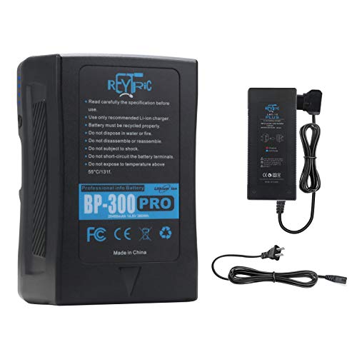 REYTRIC Upgrade 300Wh(20400mAh) V Mount/V-Lock Battery with Upgrade 5A Output D-tap Charger and D-Tap Cable