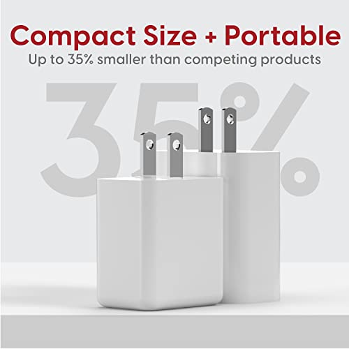 TALK WORKS USB Wall Charger Compatible w/iPhone 13/13 Pro/13 Pro Max/14/14 Plus/14 Pro/14 Pro Max - Dual Port Travel USB-A and USB-C Wall Charger Block (White)