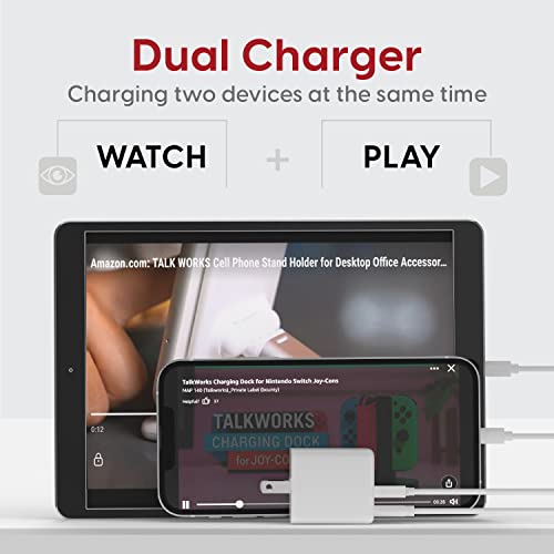 TALK WORKS USB Wall Charger Compatible w/iPhone 13/13 Pro/13 Pro Max/14/14 Plus/14 Pro/14 Pro Max - Dual Port Travel USB-A and USB-C Wall Charger Block (White)