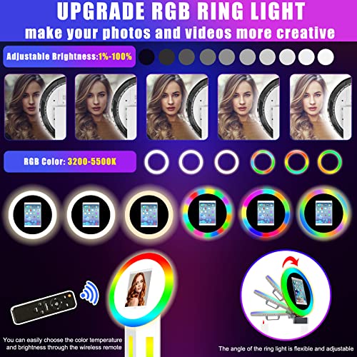 HITUGU Portable Photo Booth for iPad Pro 11'' 3rd/2nd/1st Generation Selfie Station Machine Metal Shell with Software,RGB Ring Light,Music Sync RGB Light Box,Remote Control,Flight Case for Parties