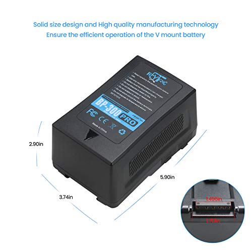 REYTRIC Upgrade 300Wh(20400mAh) V Mount/V-Lock Battery with Upgrade 5A Output D-tap Charger and D-Tap Cable