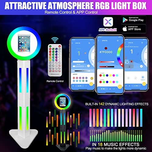 HITUGU Portable Photo Booth for iPad Pro 11'' 3rd/2nd/1st Generation Selfie Station Machine Metal Shell with Software,RGB Ring Light,Music Sync RGB Light Box,Remote Control,Flight Case for Parties