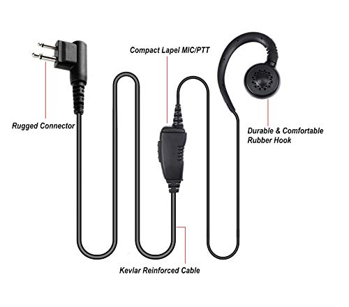 abcGoodefg Two Way Radio Earpiece, 2 Pin Walkie Talkie Earpiece Headset with PTT Mic Compatible with Motorola CP200 CP200D CLS1110 CLS1410 CLS1450 GP300 GP308