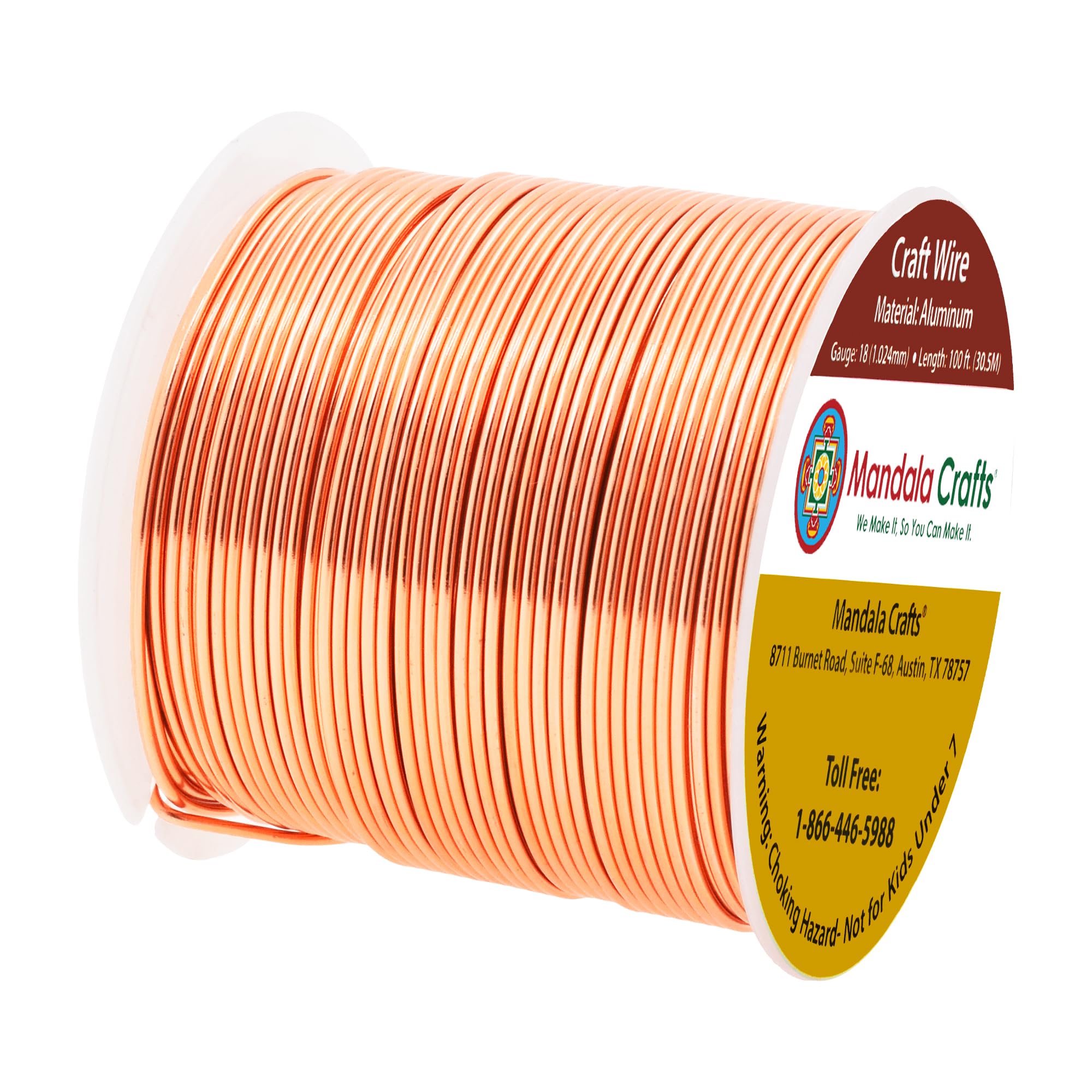Mandala Crafts 12 14 16 18 20 22 Gauge Anodized Jewelry Making Beading Floral Colored Aluminum Craft Wire (18 Gauge, Copper)