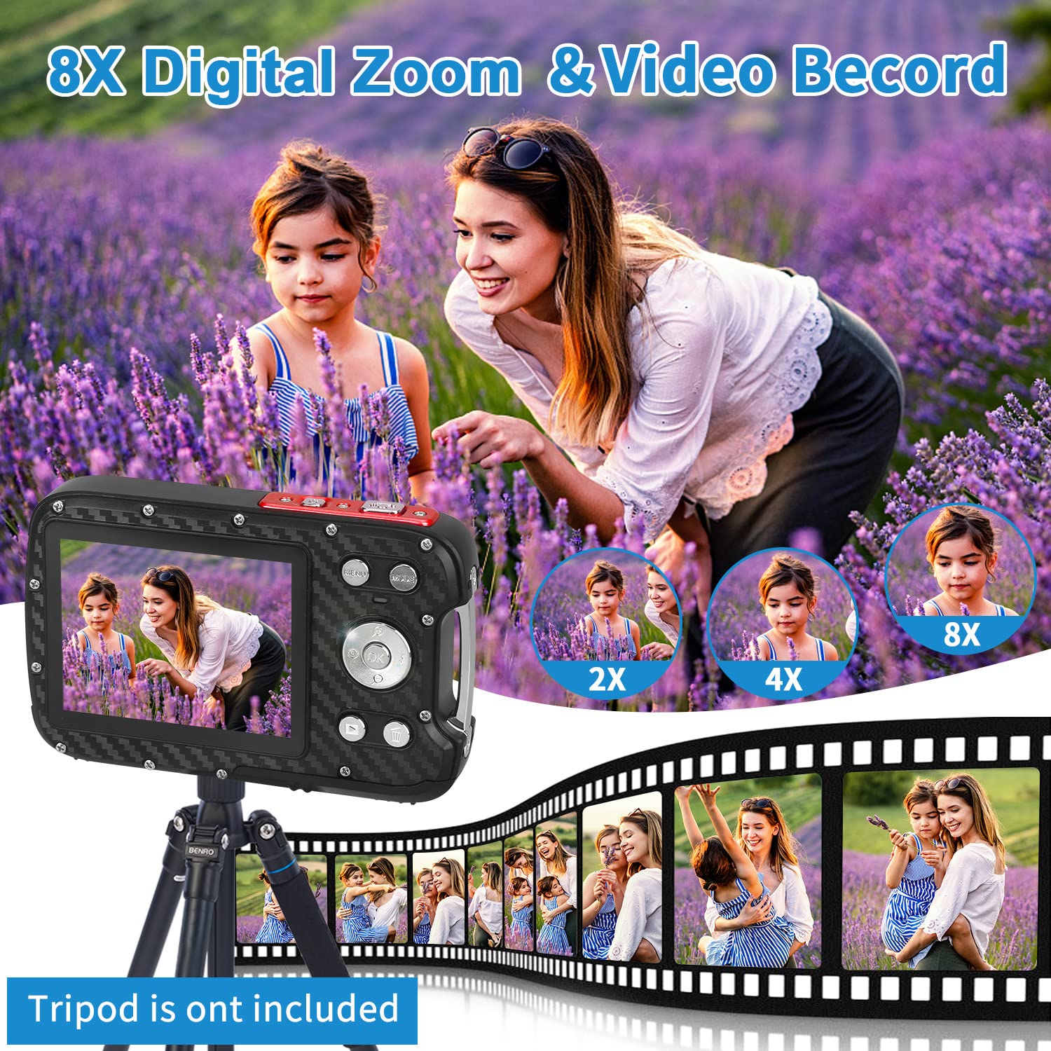 Waterproof 1080P 36MP Compact Camera for Kids with 32GB Card, Point and Shoot Portable Camera for Teens, Students, Boys, Girls, Seniors