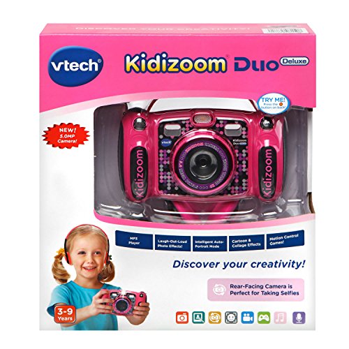 VTech Kidizoom Duo 5.0 Deluxe Digital Selfie Camera with MP3 Player and Headphones, Pink