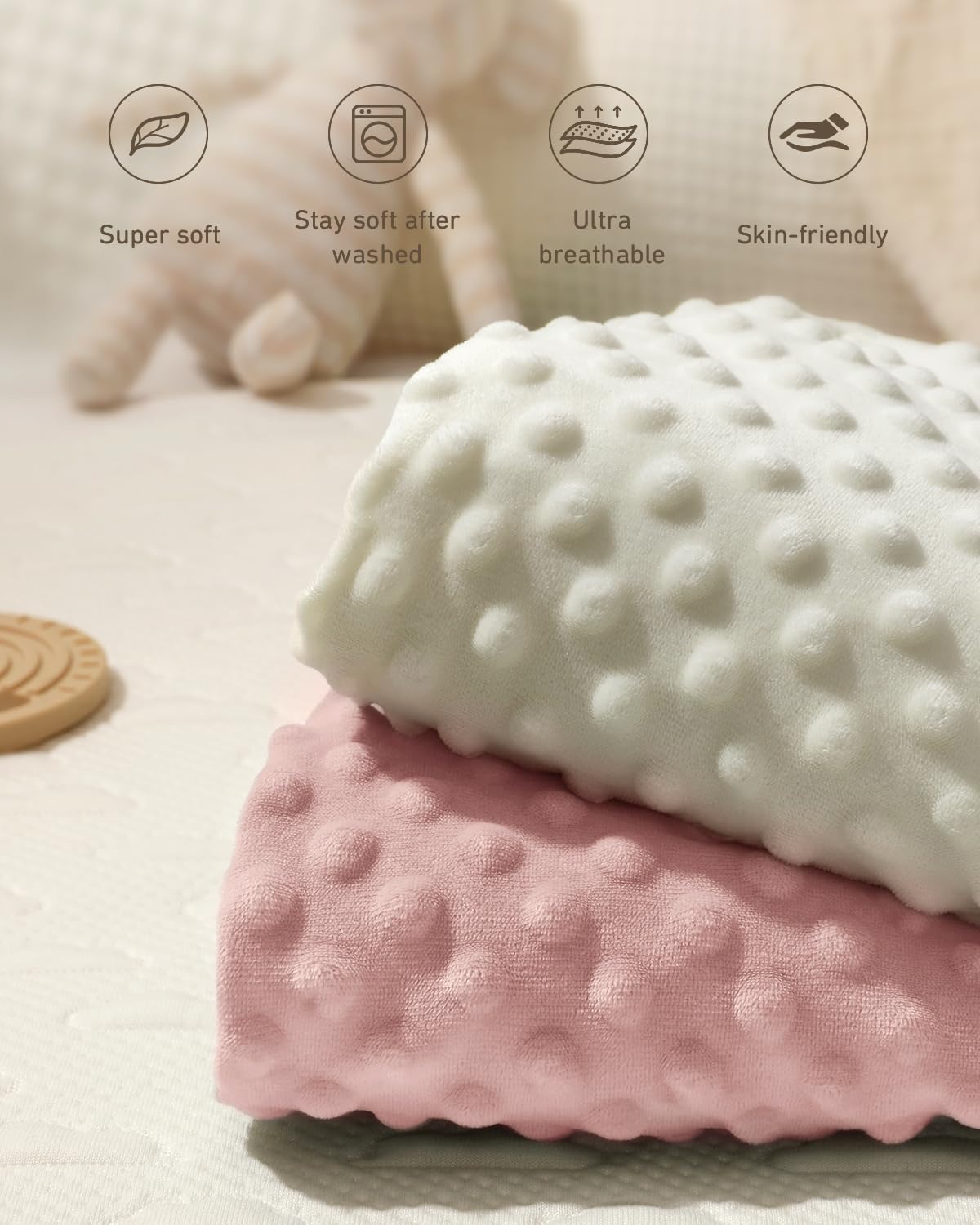 Babebay Changing Pad Cover - Ultra Soft Minky Dots Plush Changing Table Covers Breathable Changing Table Sheets Wipeable Changing Pad Covers Suit for Baby Boy and Baby Girl (Pink & Lt Gray)