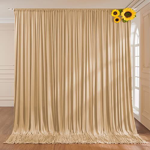10x10ft Champagne Wrinkle Free Thick Fabric Backdrop Curtain Drapes Beige Backdrop Panels Background for Wedding Birthday Baby Shower Party
