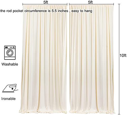 10x10ft Champagne Wrinkle Free Thick Fabric Backdrop Curtain Drapes Beige Backdrop Panels Background for Wedding Birthday Baby Shower Party