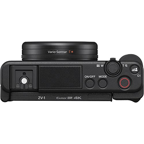 Sony ZV-1 Digital Camera (Black) (DCZV1/B) + 64GB Memory Card + Corel Photo Software + NP-BX1 Battery + Card Reader + LED Light + HDMI Cable + Deluxe Soft Bag + Charger + Flex Tripod + More (Renewed)