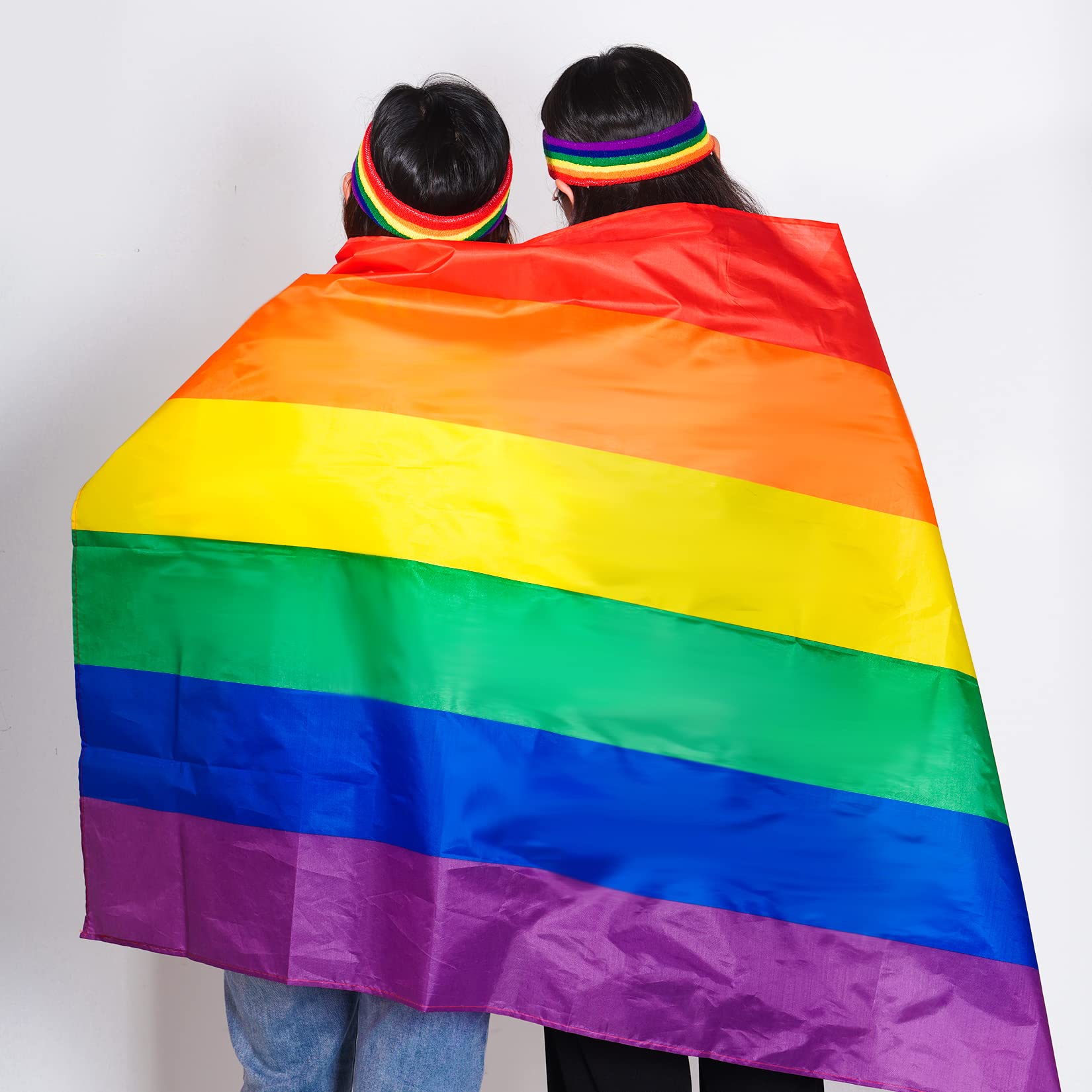 2 Pack LGBTQ Gay Pride Rainbow Set, Lesbian Gay Pride Stuff Rainbow Pride Cape Sunglasses Headband Rainbow Costume for Men Women