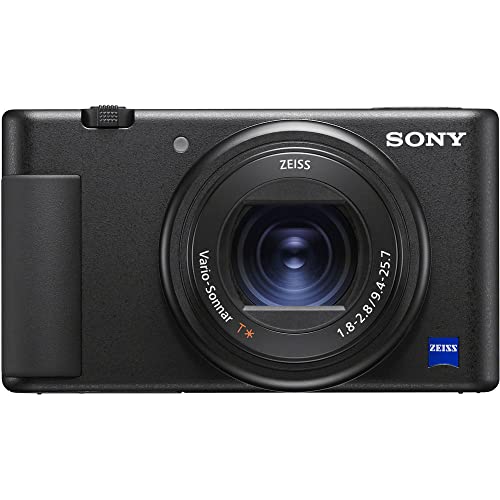 Sony ZV-1 Digital Camera (Black) (DCZV1/B) + 64GB Memory Card + Corel Photo Software + NP-BX1 Battery + Card Reader + LED Light + HDMI Cable + Deluxe Soft Bag + Charger + Flex Tripod + More (Renewed)