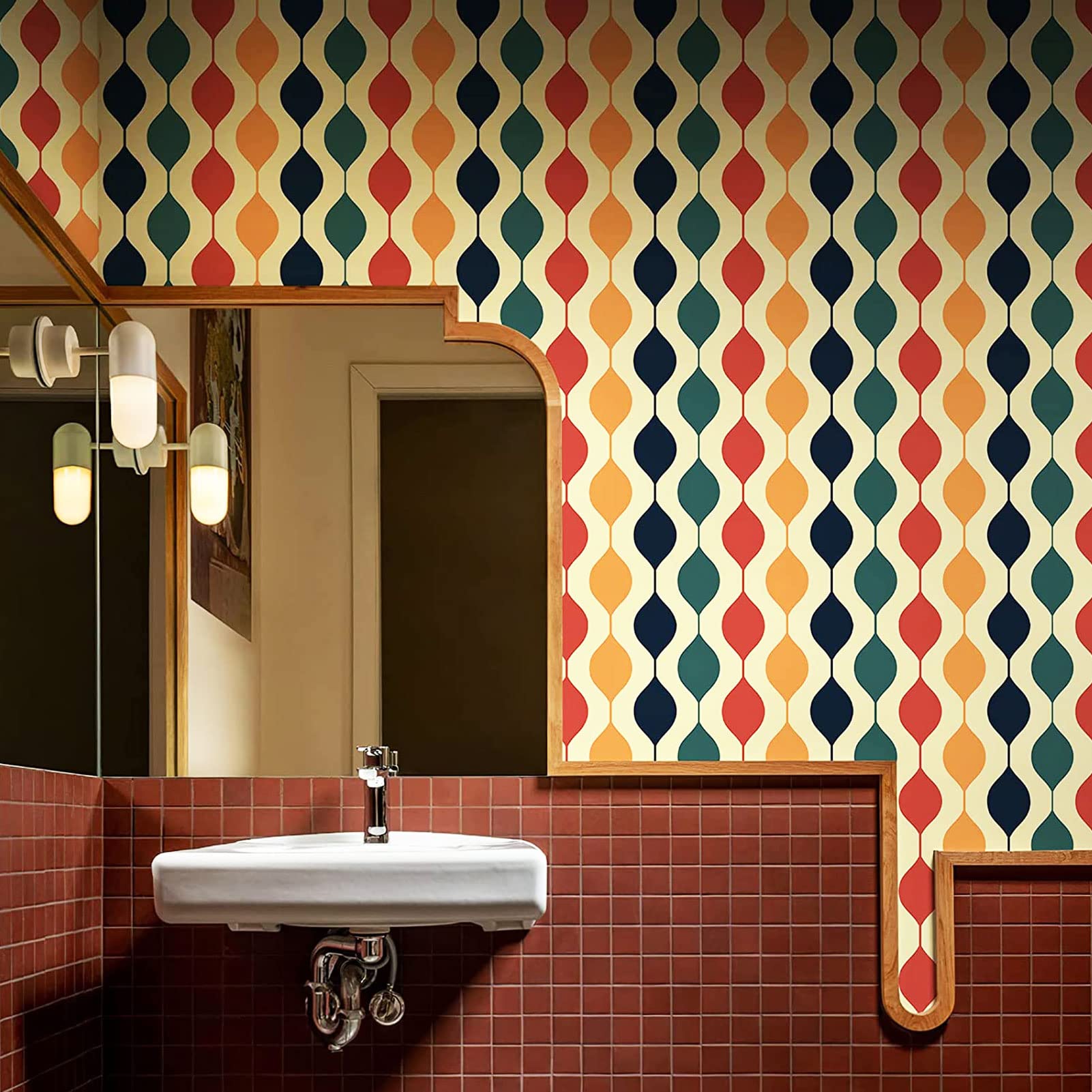 JiffDiff 393.7"x 15.7" Retro Wallpaper Neon Peel and Stick Wallpaper Self-Adhesive Wallpaper Removable Contact Paper Waterproof Wallpaper Coloring Wallpaper Peel and Stick
